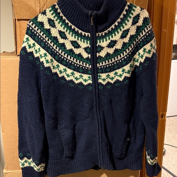 Sweaters | Ll Bean Fisherman Fair Isle Knit Cardigan With Green And ...